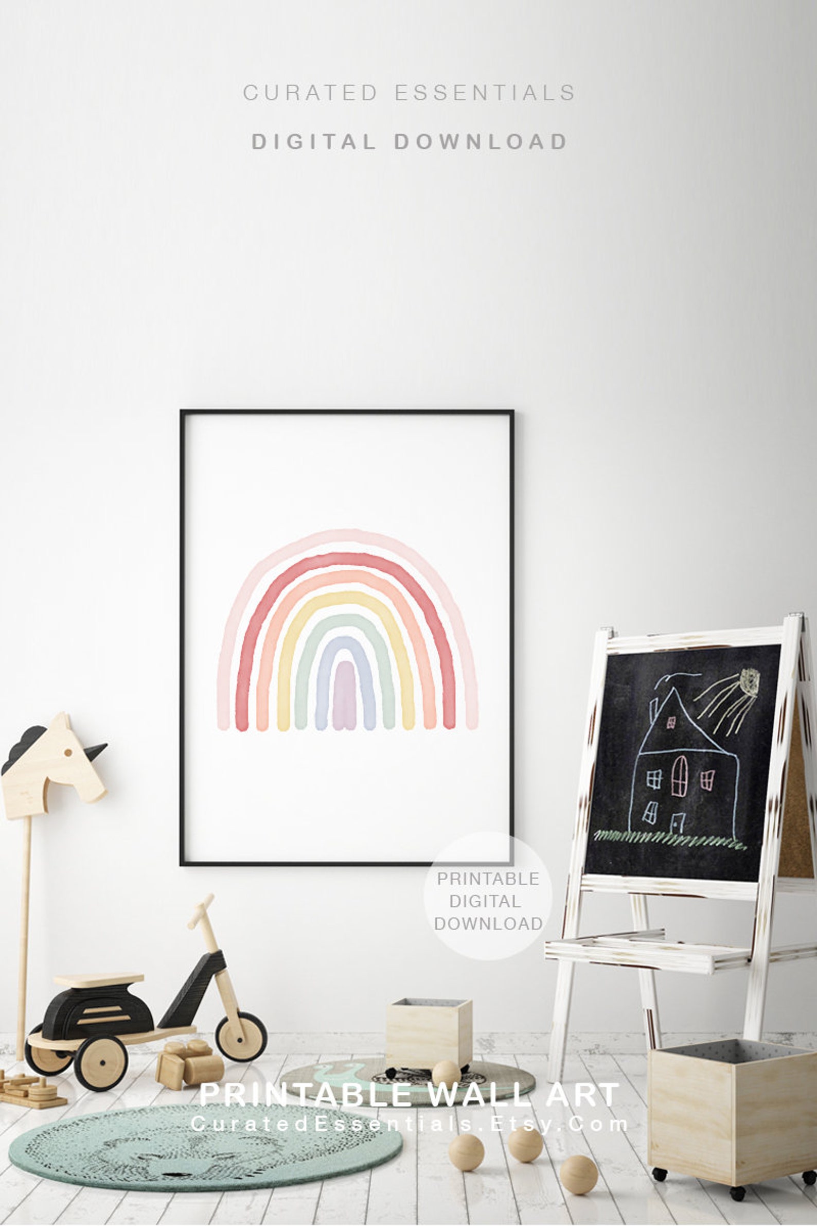 Pastel Rainbow Art Print Printable Wall Art Rainbow Nursery - Etsy