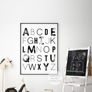Black and White Alphabet Poster Monochrome Alphabet - Etsy
