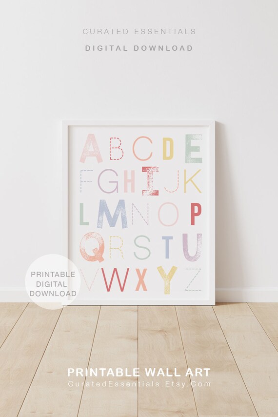 Pastel Rainbow Alphabet Poster Printable Wall Art Alphabet | Etsy
