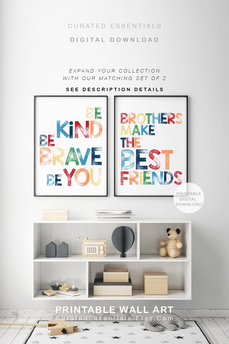 Rainbow Be Kind Be Brave Be You Print Printable Wall Art | Etsy