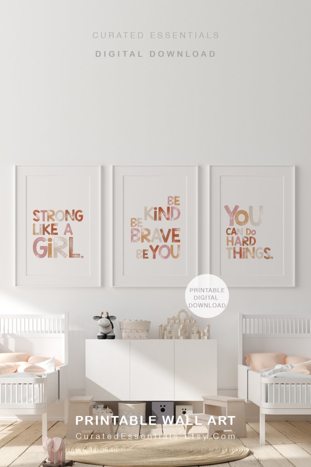 Boho Set of 3 Girl Quotes, Printable Wall Art, Empowering Prints for ...