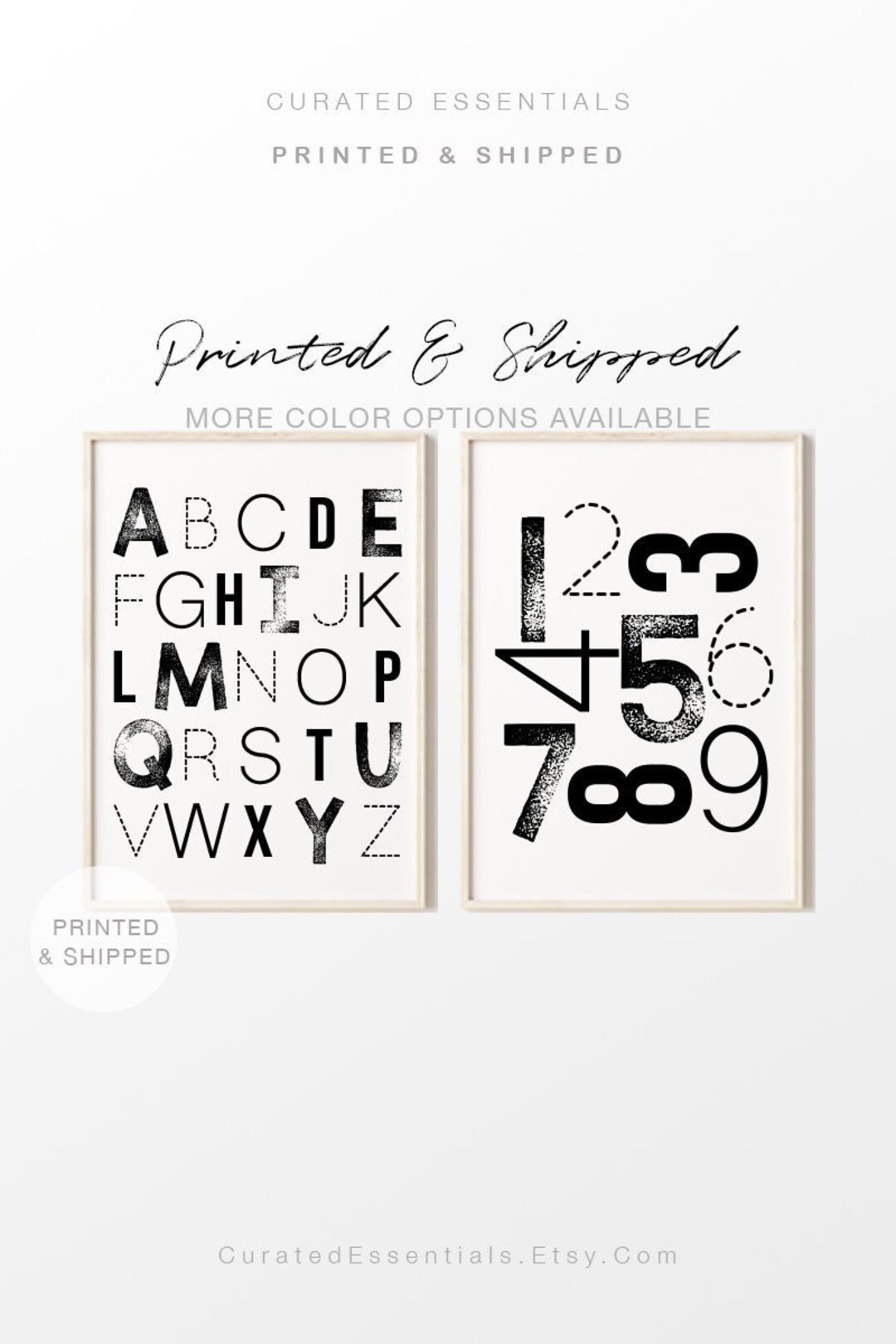 Set of 2 Prints, Alphabet and Numbers Poster, Mailed Prints, Shipped ...