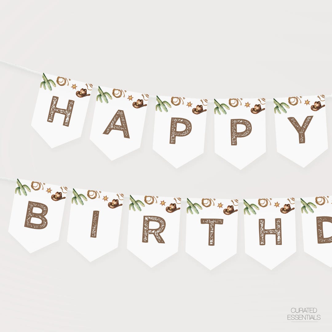First Rodeo Happy Birthday Banner Cowboy Bunting Western Theme Bunting ...
