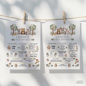 Editable Woodland Animal Birthday Party Milestone Sign, Printable ...