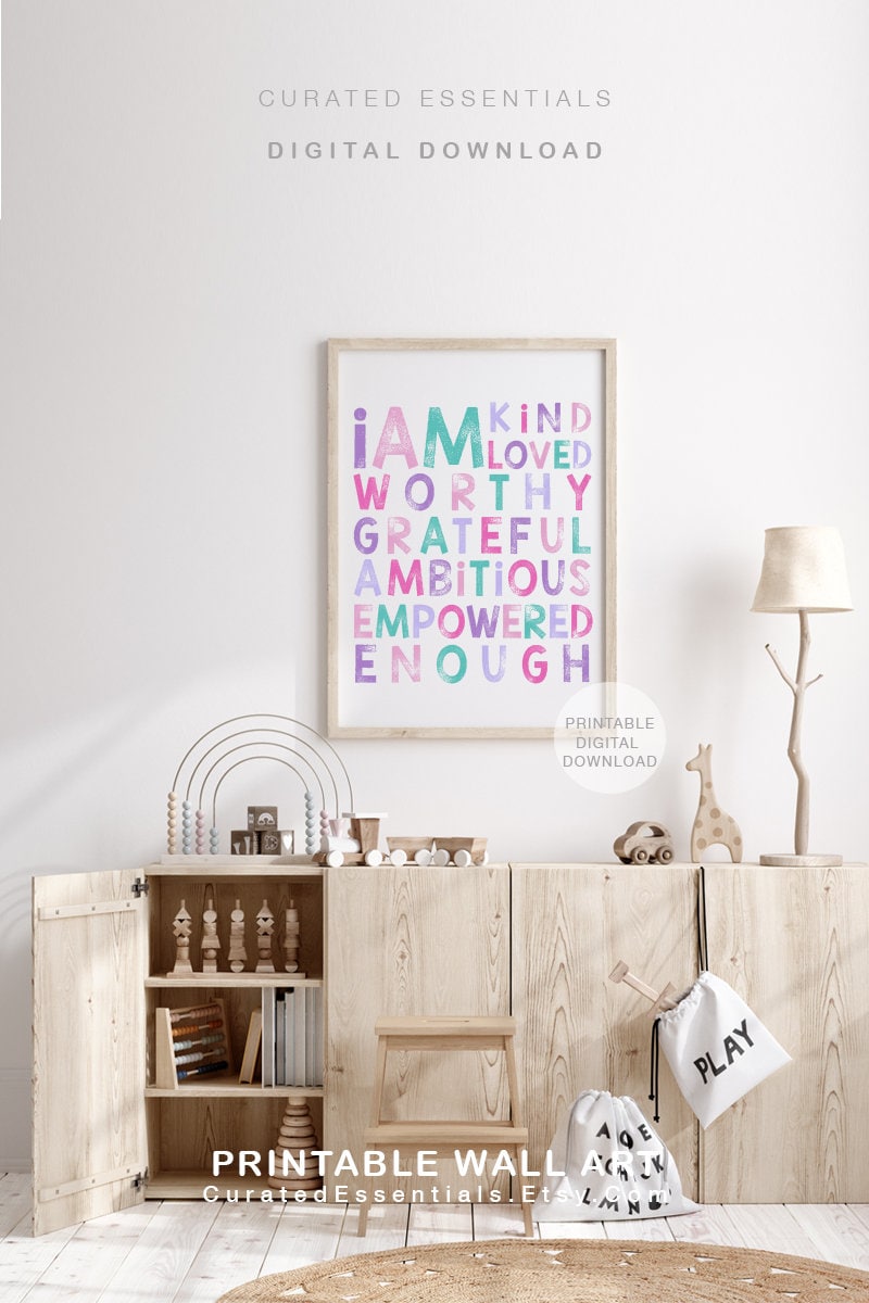 Affirmations for Kids, Printable Wall Art, I Am Enough, Empowering ...