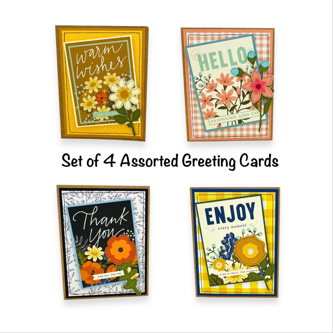 Set of 4 Handmade Floral Seed Packet Blank Personalization Greeting ...