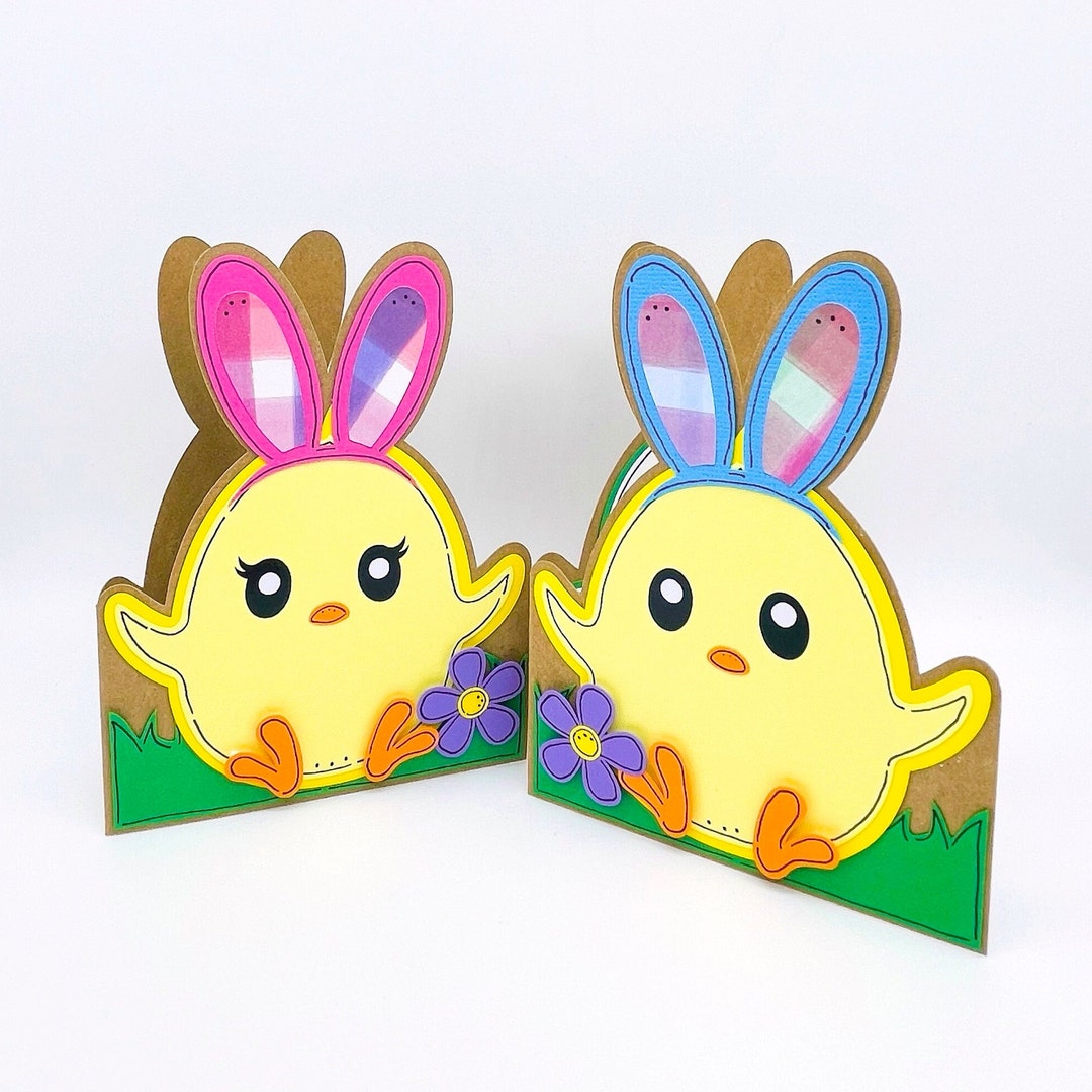 Happy Easter Boy and Girl Chicks With Bunny Ears Handmade Easter ...