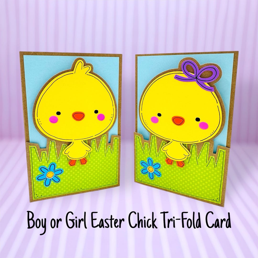 Easter Chick Tri-fold Card, Boy or Girl Handmade Greeting ...