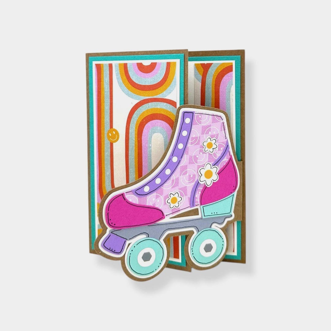 Retro Roller Skate Greeting Card: 60s 70s Style, Personalize Handmade ...
