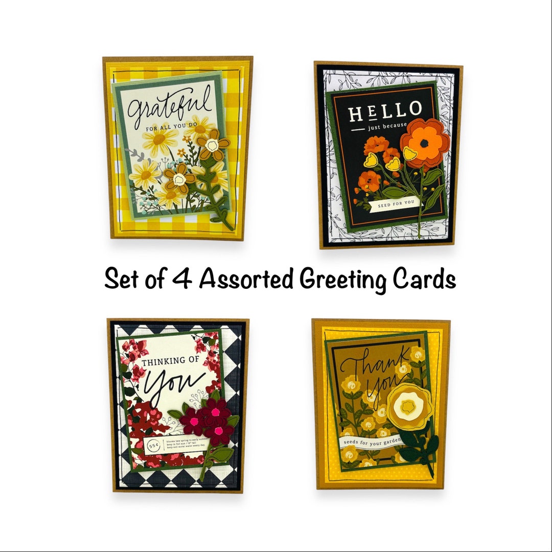 Assorted Floral Seed Packet Set of 4 Handmade Blank Greeting Cards - Etsy