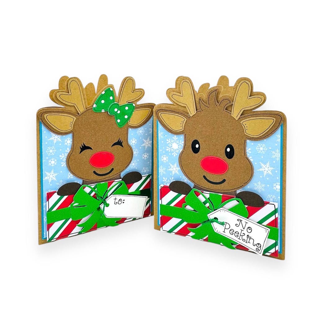 Christmas Reindeer Handmade Kids Cards: Personalize - Etsy