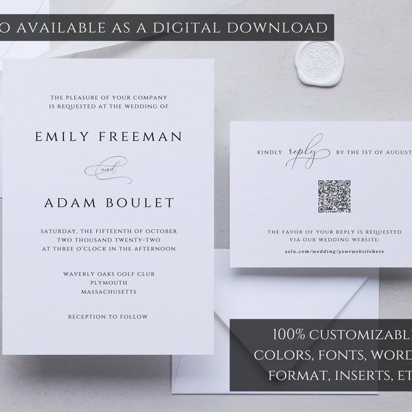 Wedding Invitations With Qr Code Rsvp - Etsy