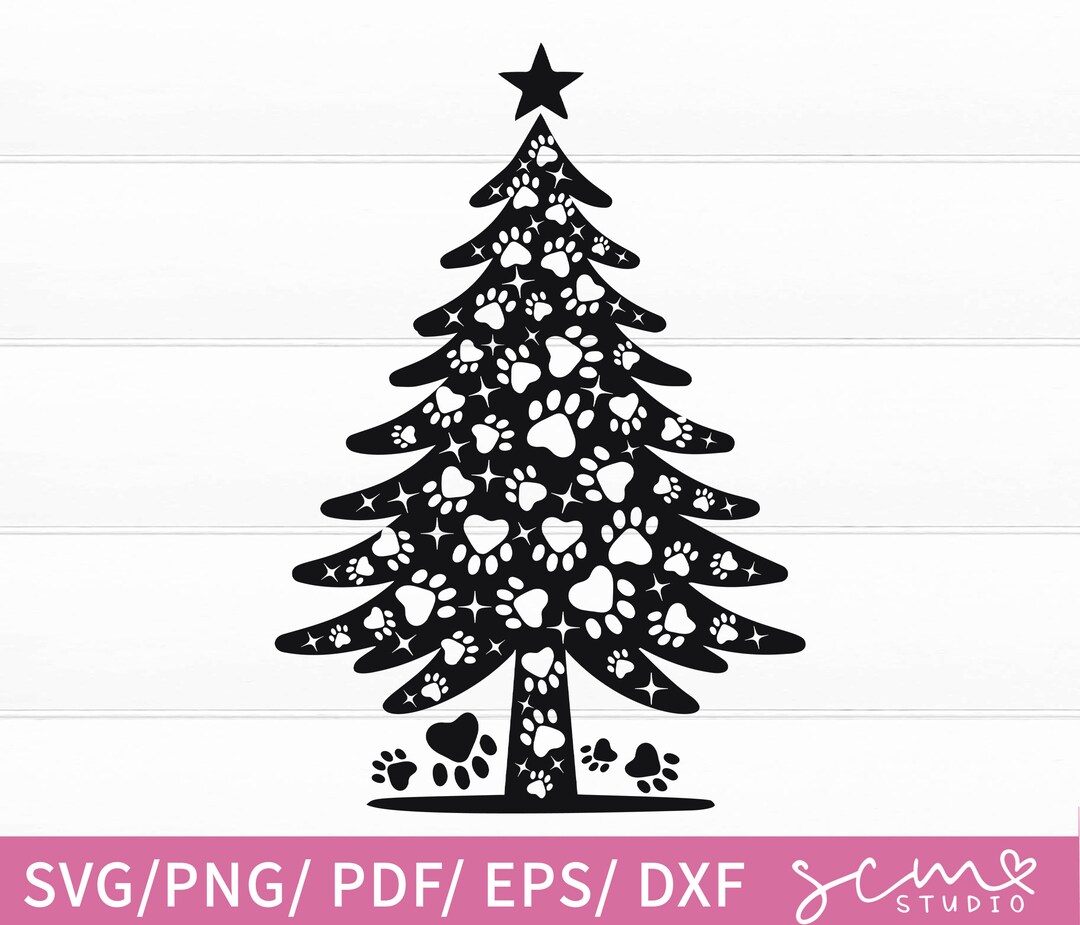 Christmas Tree With Paws SVG Cut Files/ Merry Christmas Tree Svg/ Dog ...
