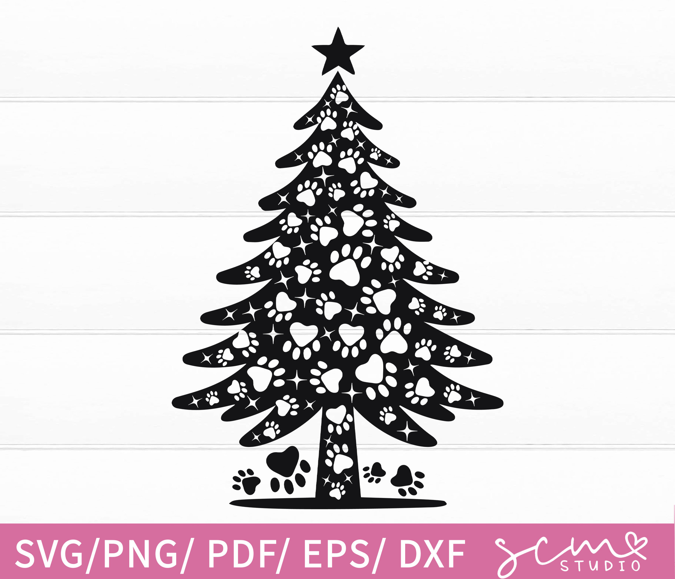 Christmas Tree With Paws SVG Cut Files/ Merry Christmas Tree Svg/ Dog ...