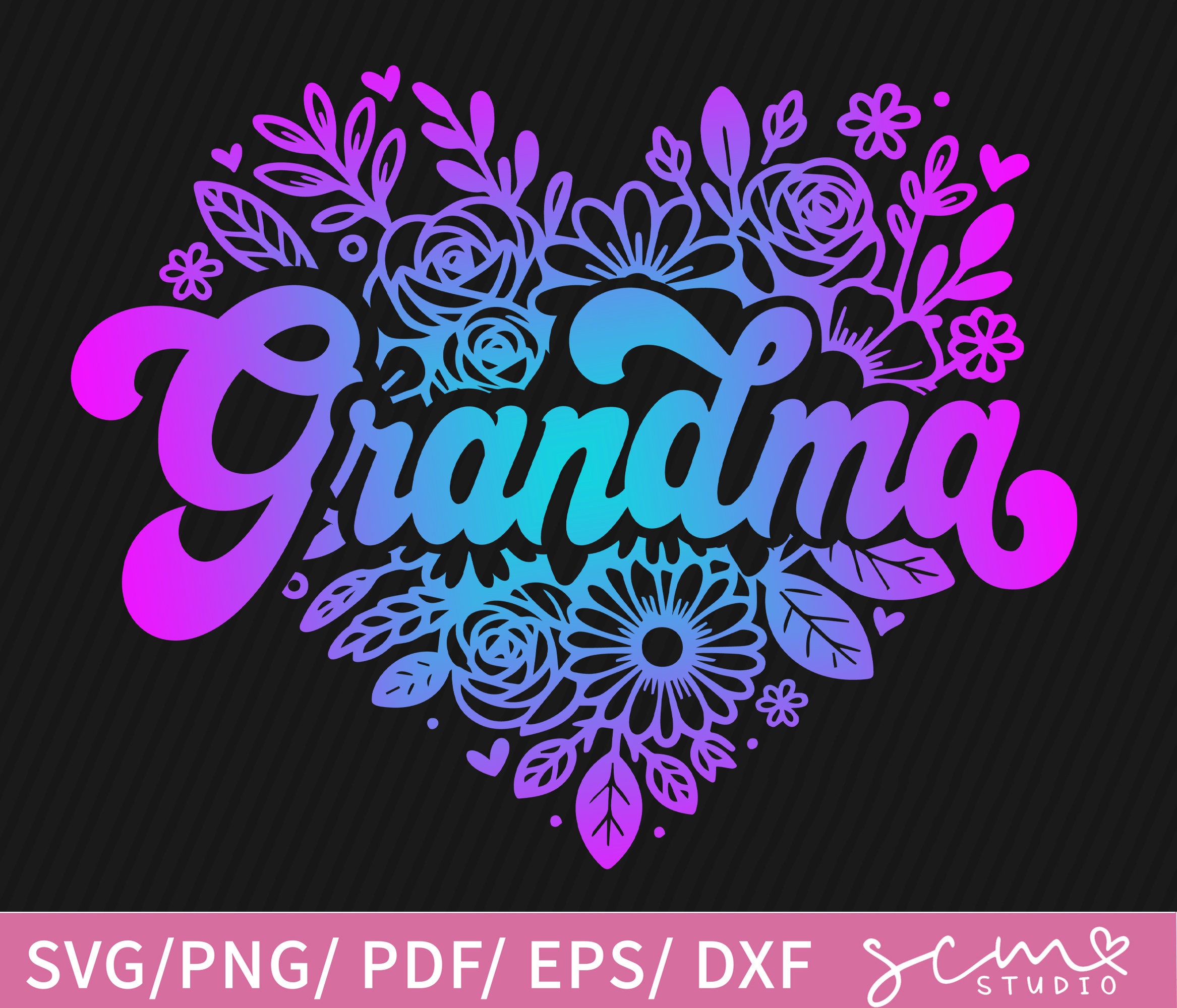 Retro Grandma Svg Cut Files/ Floral Grandma Svg/ Grandma Heart Svg ...