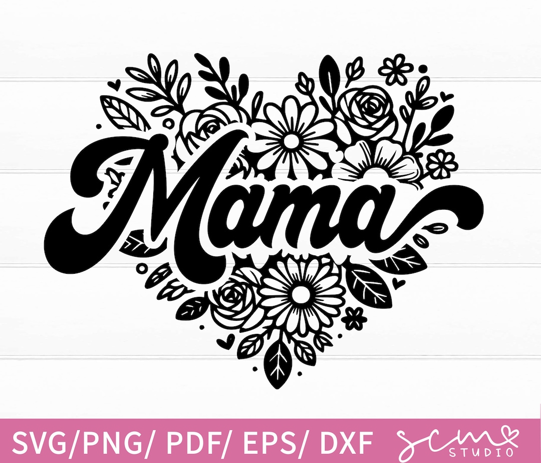 Retro Mama Svg Cut Files/ Mama Heart Svg Design, Valentine Mama Svg ...