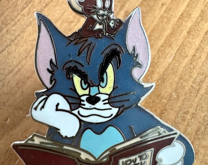Tom & Jerry Lapel Enamel Pin - Reading Book How to Catch Mice - Vintage ...