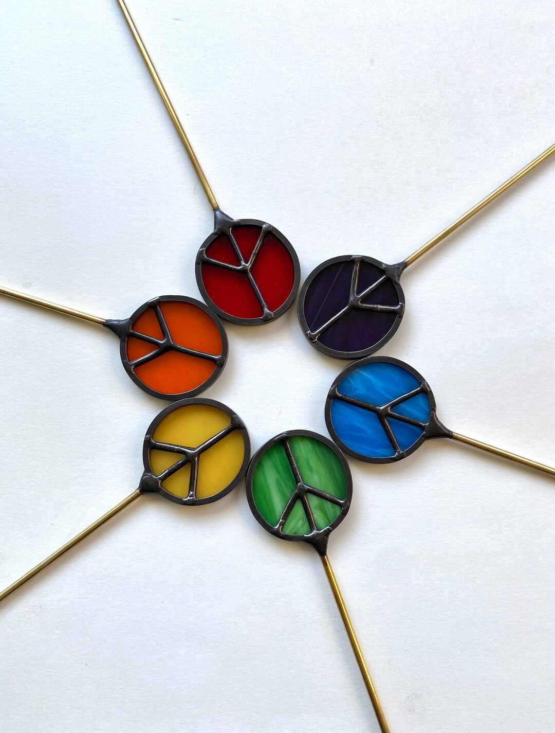 Colorful Peace Sign Plant Stake • Stained Glass, Handmade Art, Home ...