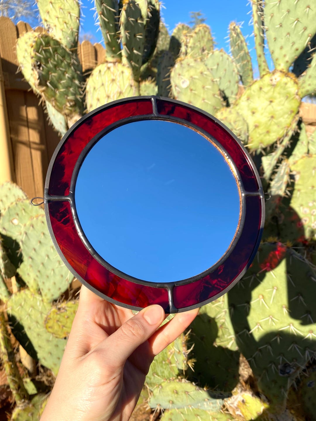 Red Stained Glass Round Mirror • Home Decor, Wall Art, Circle Mirror - Etsy