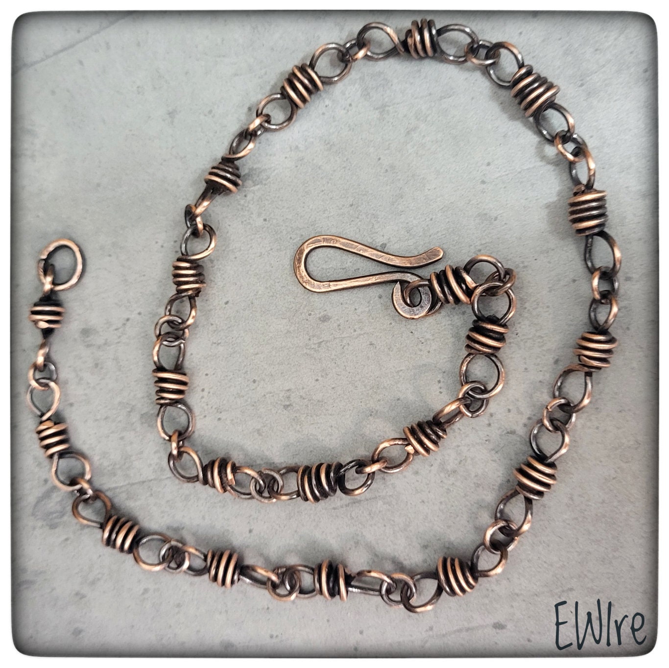 Artisan Original Copper Chain Necklace From Pure Copper Wire, Antiqued ...
