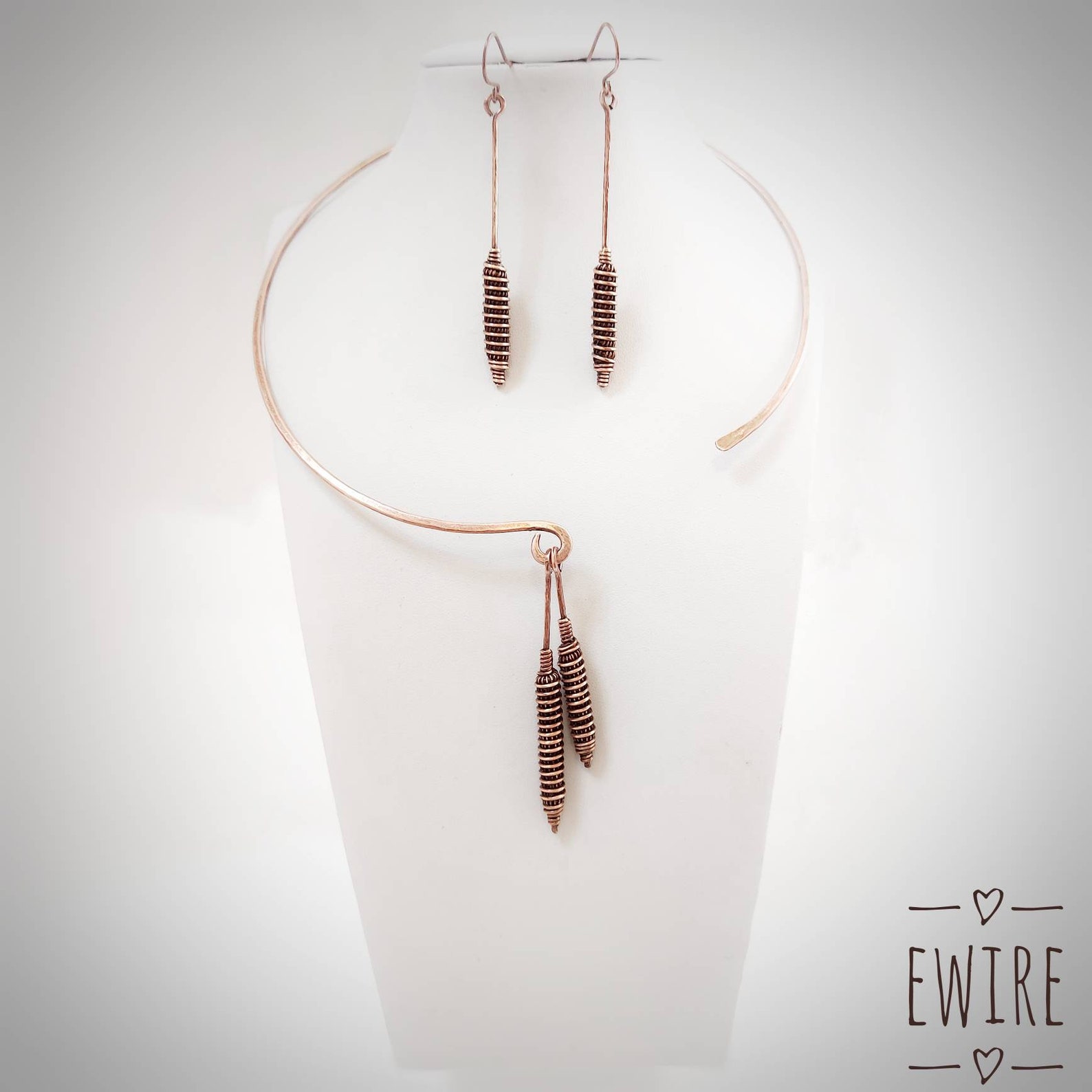 Open Necklace, Open Torch, Copper Necklace and Earrings Copper Wire ...