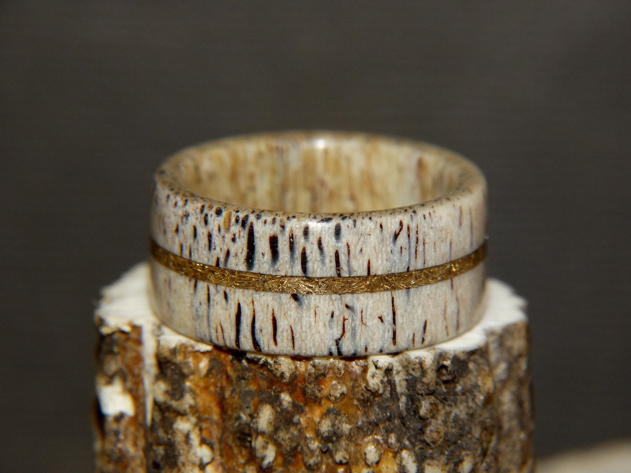 Antler Ring the Brass Bullet Brass Shavings Inlay - Etsy