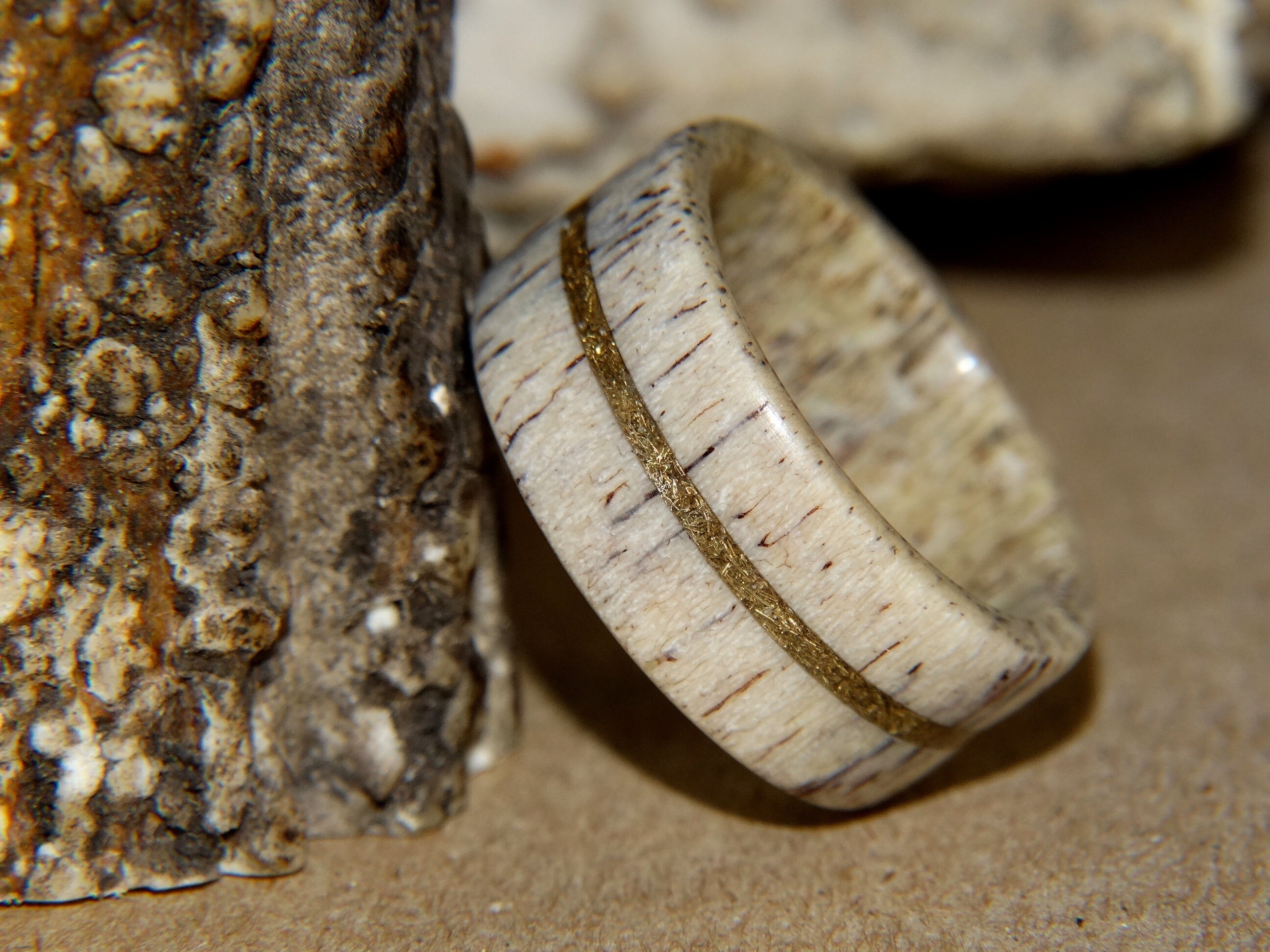 Antler Ring the Brass Bullet Brass Shavings Inlay - Etsy