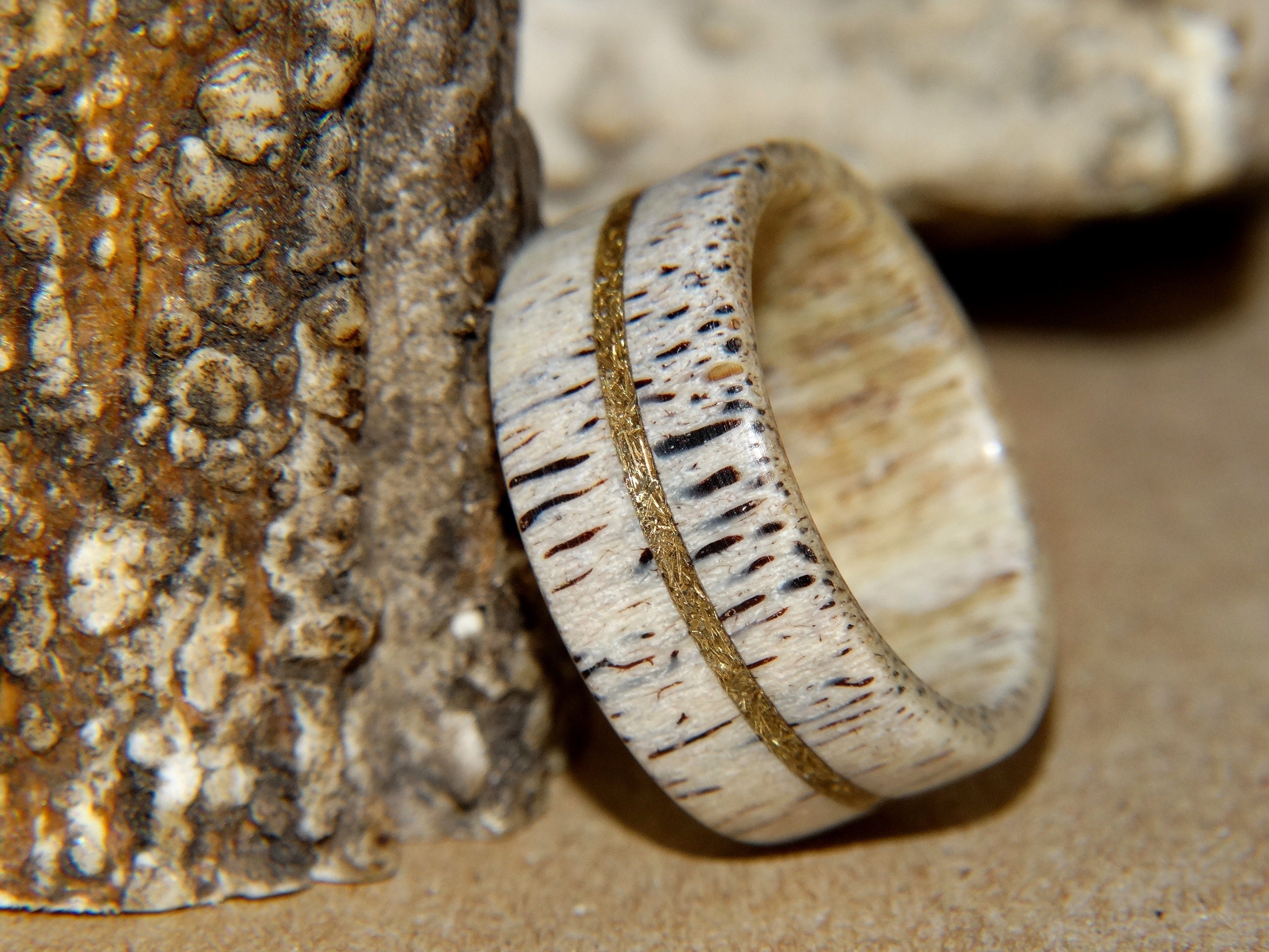 Antler Ring the Brass Bullet Brass Shavings Inlay - Etsy