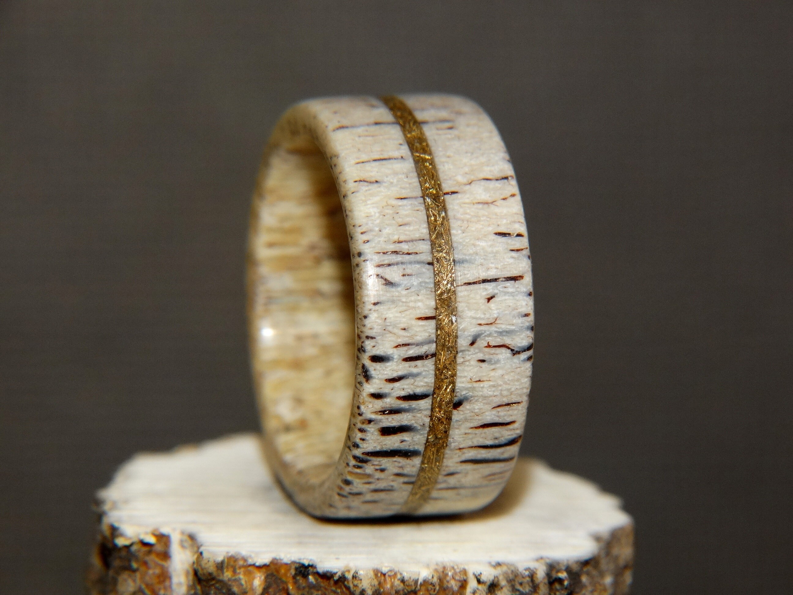 Antler Ring the Brass Bullet Brass Shavings Inlay - Etsy