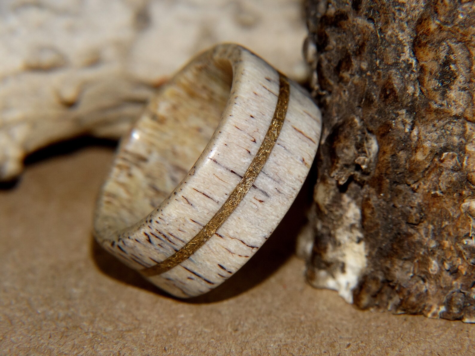 Antler Ring the Brass Bullet Brass Shavings Inlay - Etsy