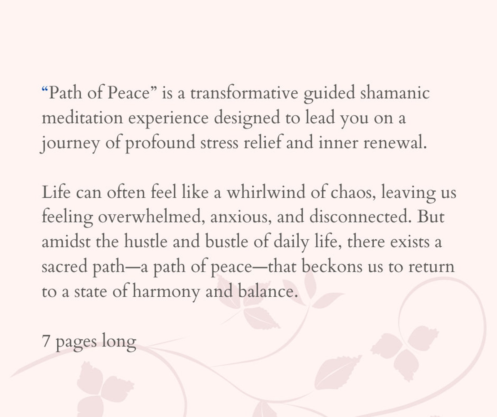Meditation Script Path of Peace Shamanic Journey for Stress Relief and ...