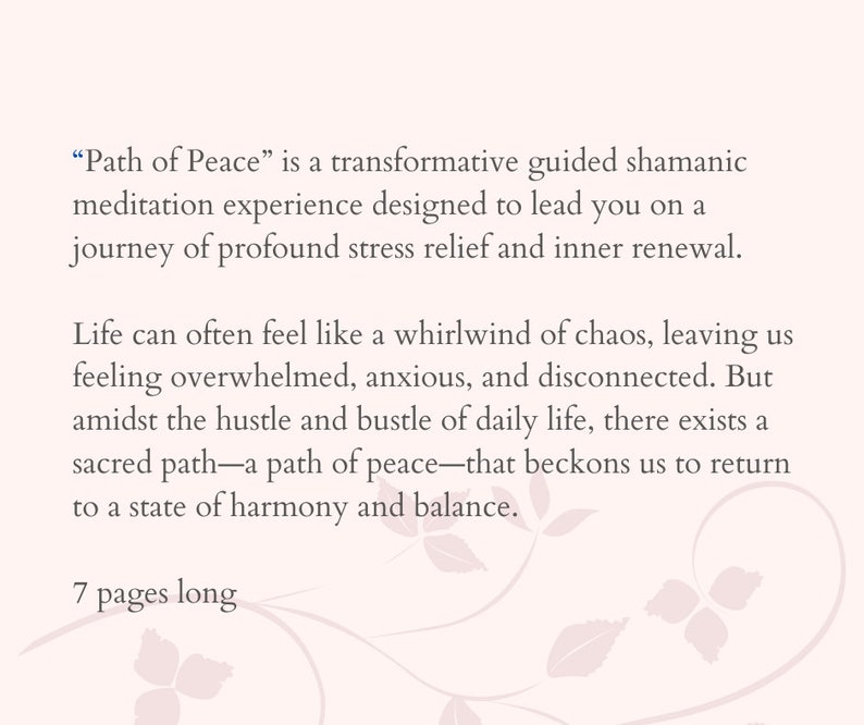 Meditation Script Path of Peace Shamanic Journey for Stress Relief and ...