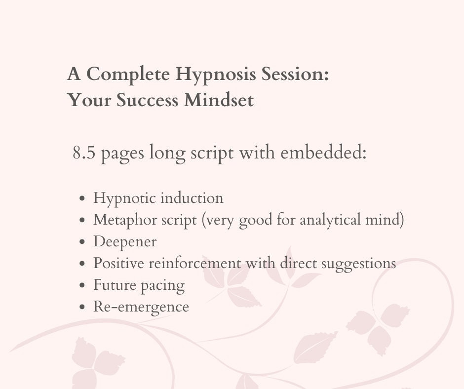 Hypnosis Script Unleash Your Success Mindset Hypnotherapy Guided Deep ...