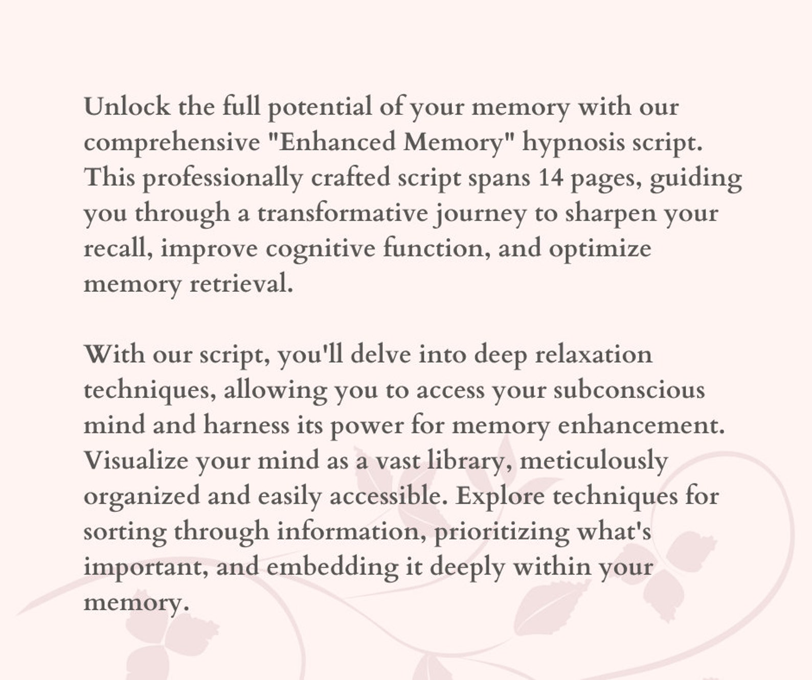 Hypnosis Script Enhanced Memory Parts Therapy Transformative ...