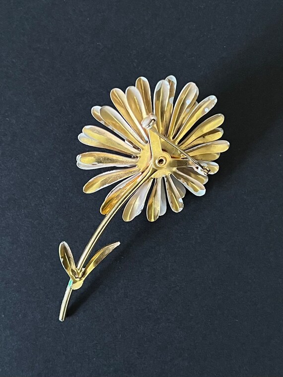 1960s Enamel Daisy Pin Hand-Painted Pink Brown Green … - Gem