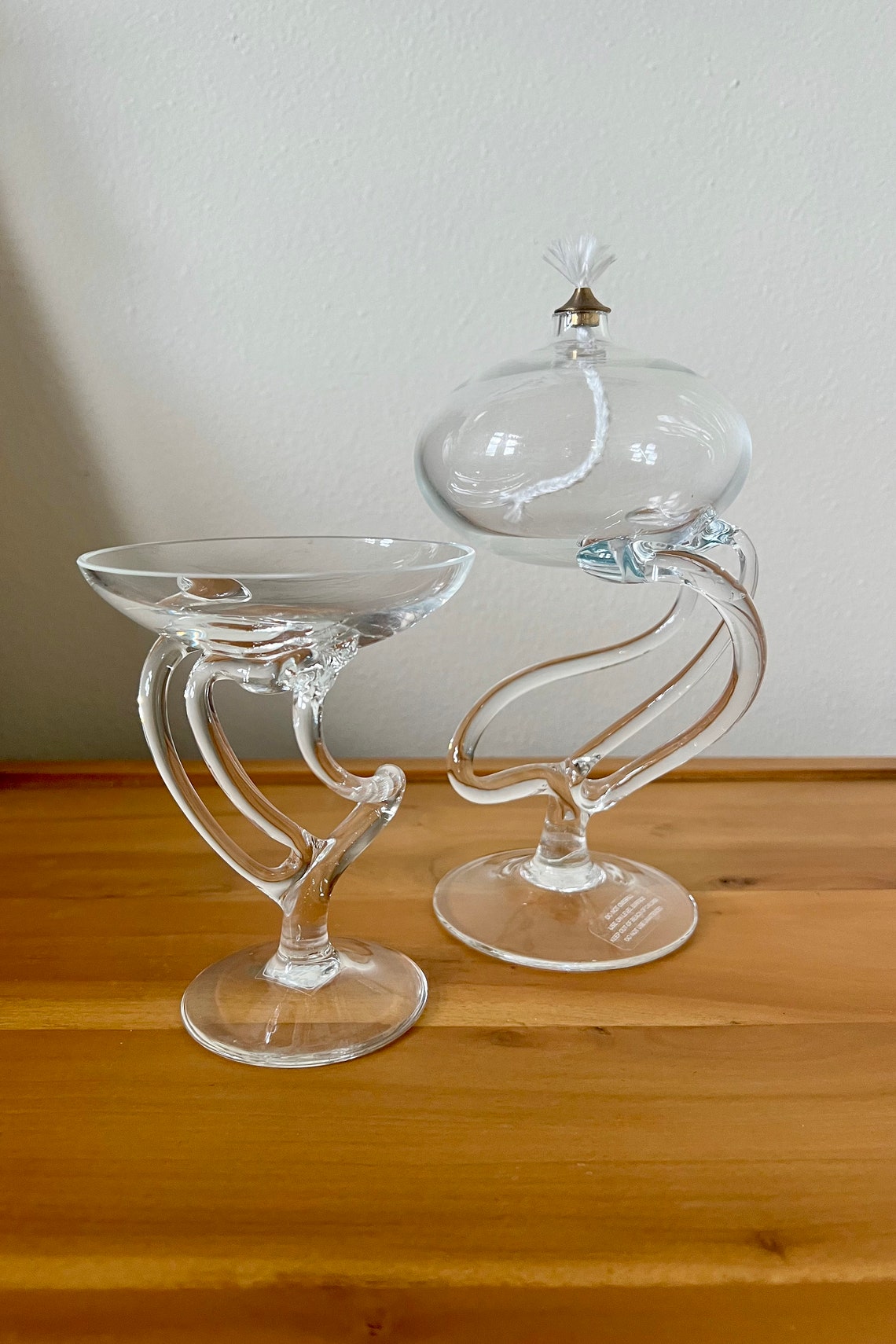 Vintage Krosno Jellyfish Glass Oil Lamp Poland Glassware - Etsy