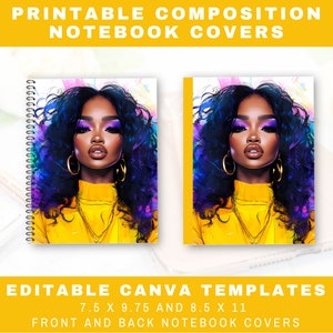 Four Printable Composition Spiral Notebook Covers Custom Notebook Canva ...