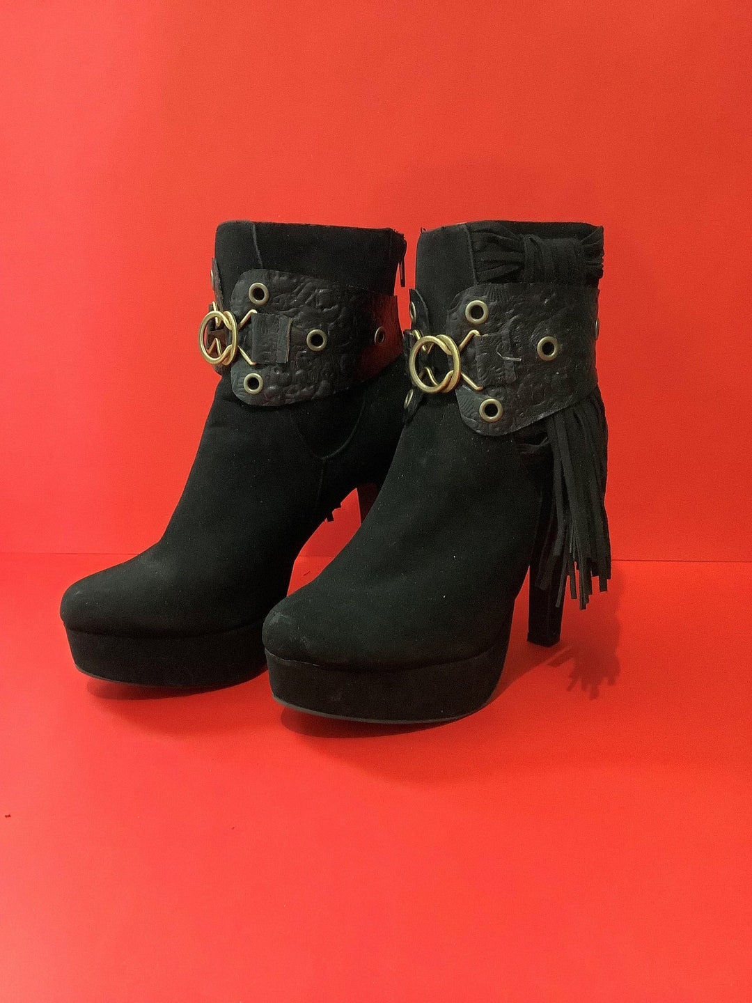 Boot Straps Made With Genuine Leather. Features Skull Embossed Leather ...