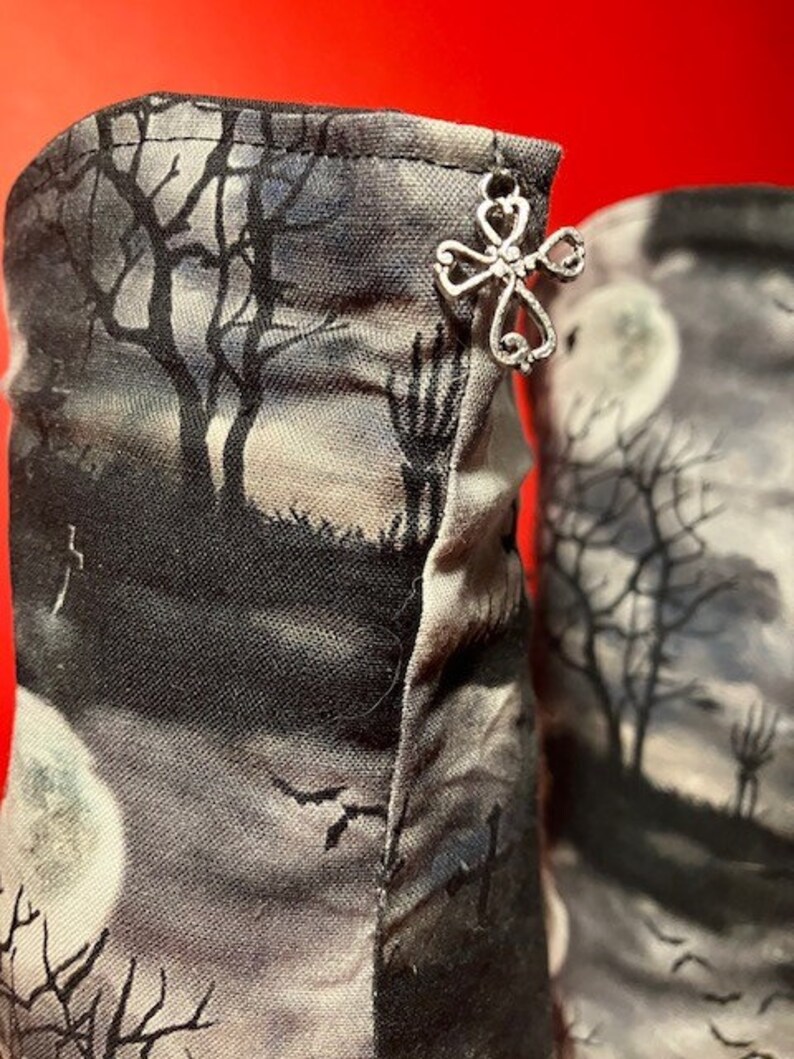 Boot Cover Made From 100% Cotton. Features Graveyard Print. Laces up ...