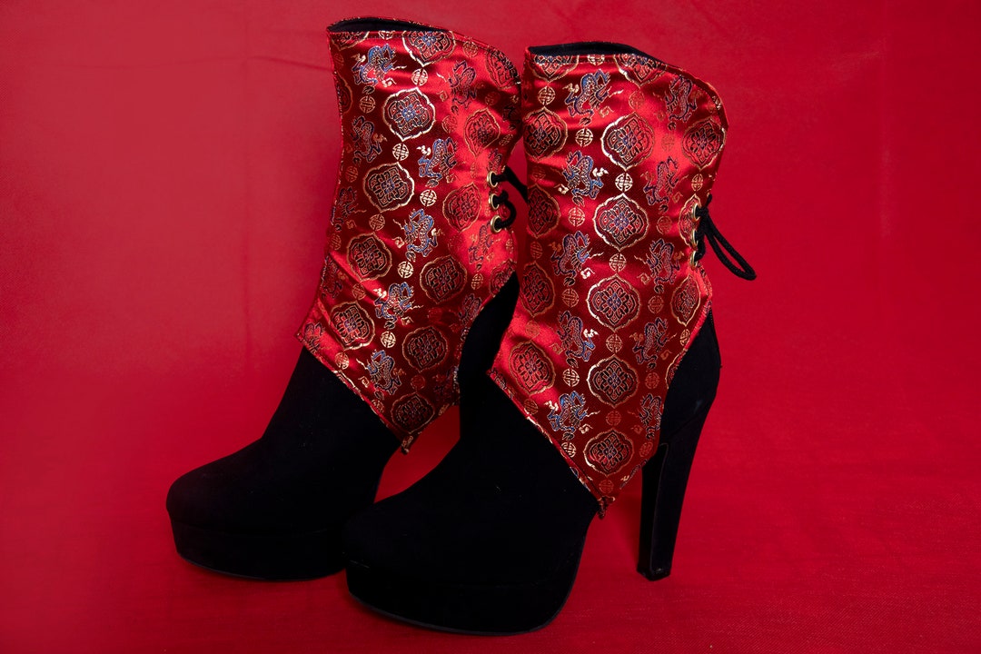 Boot Covers Made With Chinese Brocade. Laces up at the Back and is ...
