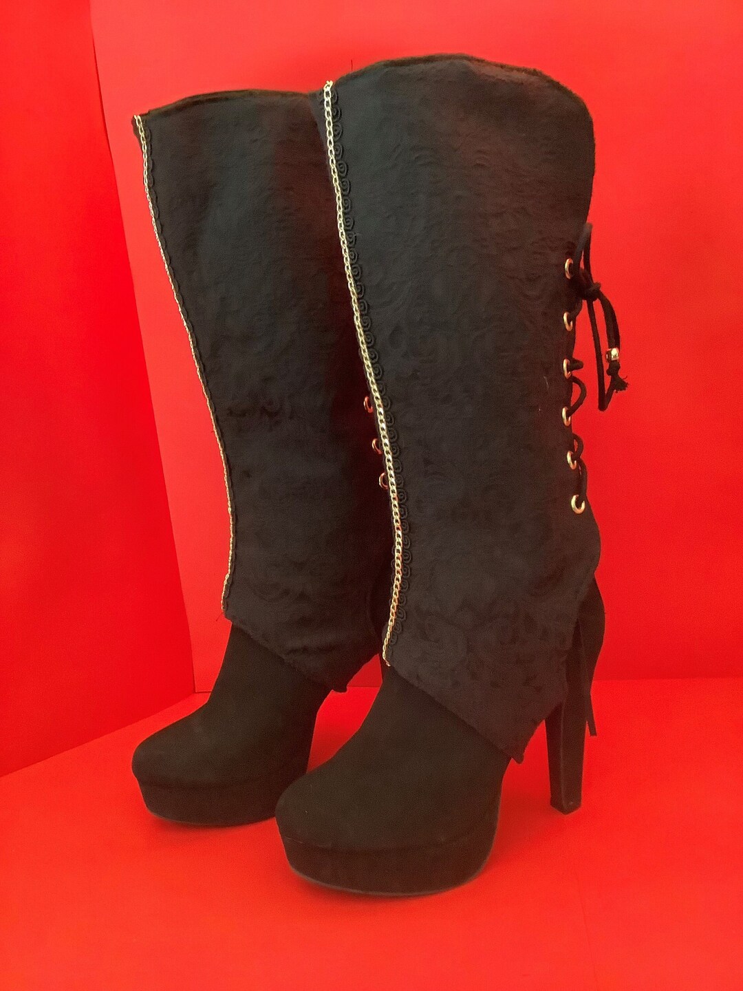 Boot Covers Made With a Black Brocade Fabric and a Satin Lining ...