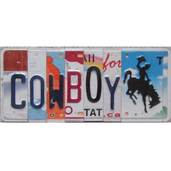 Cowboy Custom Made License Plate Letter Sign - Etsy