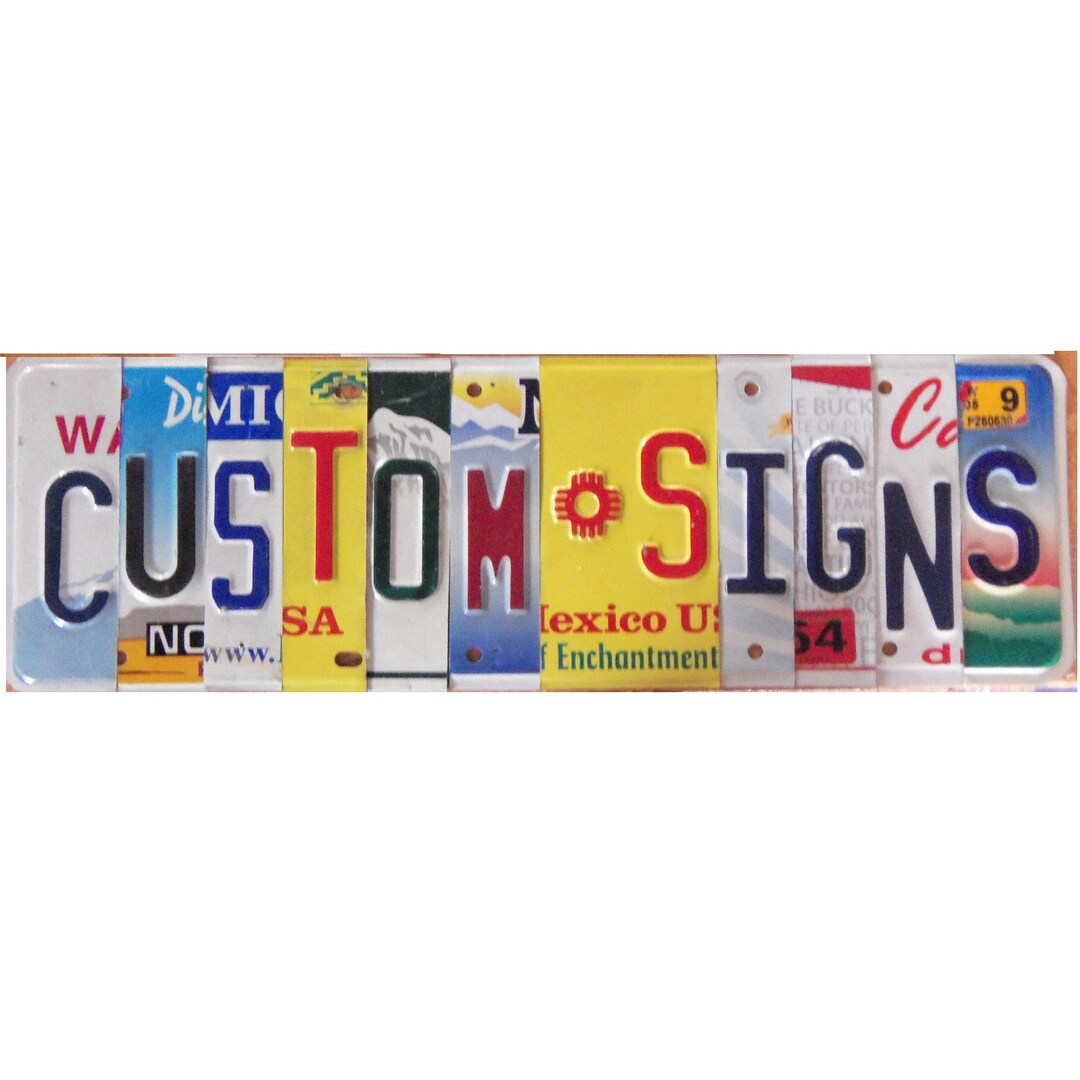 Custom Made License Plate Letter Sign Wall Hanger - Etsy