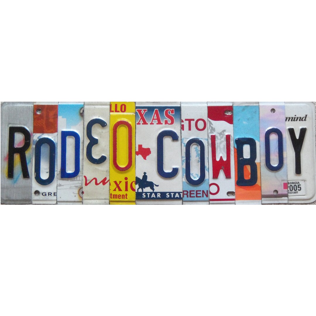 Custom Made Rodeo Cowboy License Plate Letter Sign - Etsy