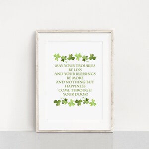 St Patrick's Day Sign, Irish Blessing Printable Wall Art, Irish Green ...