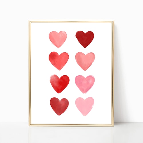 Heart Print Valentines Day Printable Heart Wall Art Hearts - Etsy