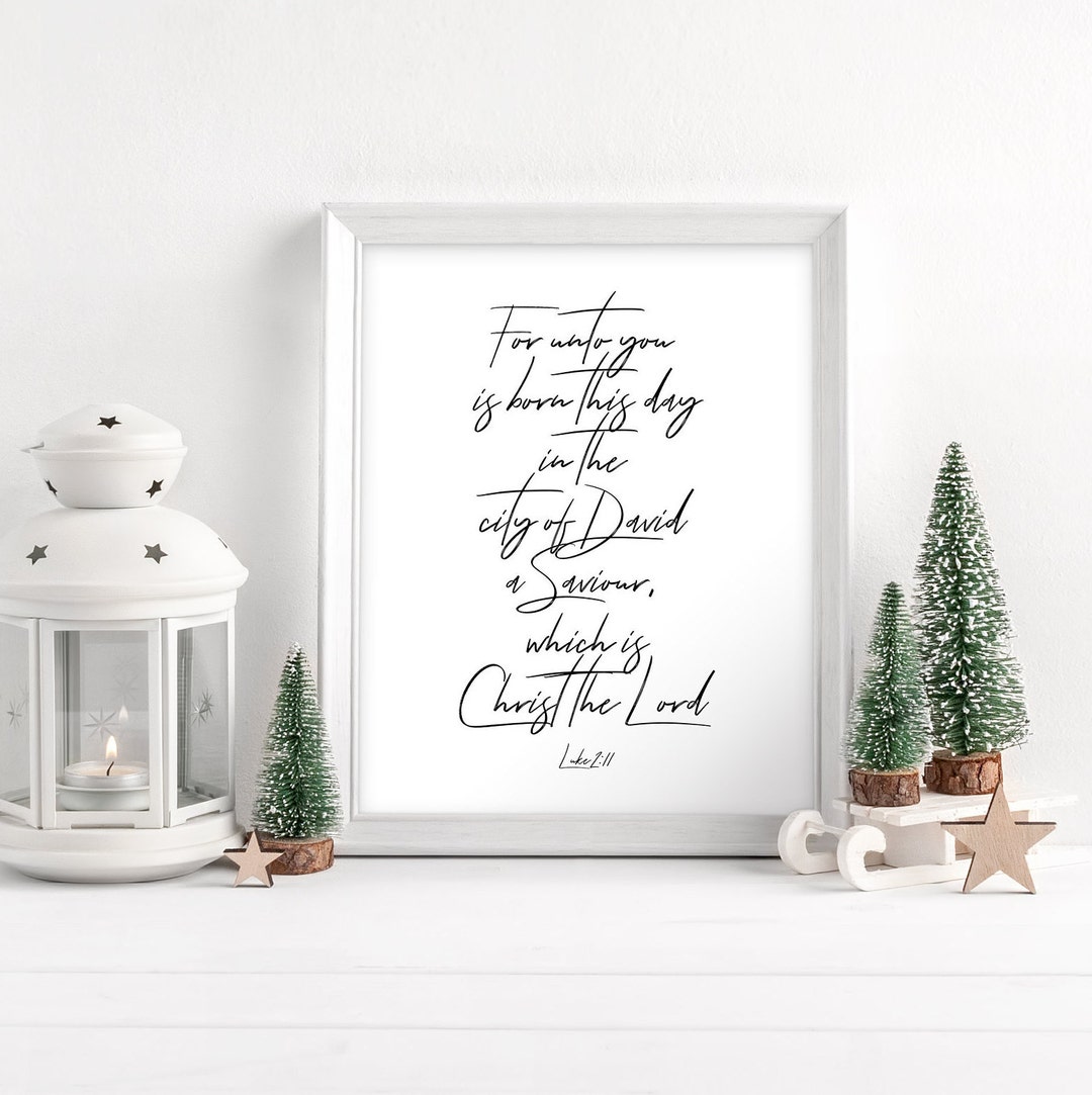 Christmas PRINTABLE Wall Art, Luke 2:11 Christmas Scripture, Christmas ...