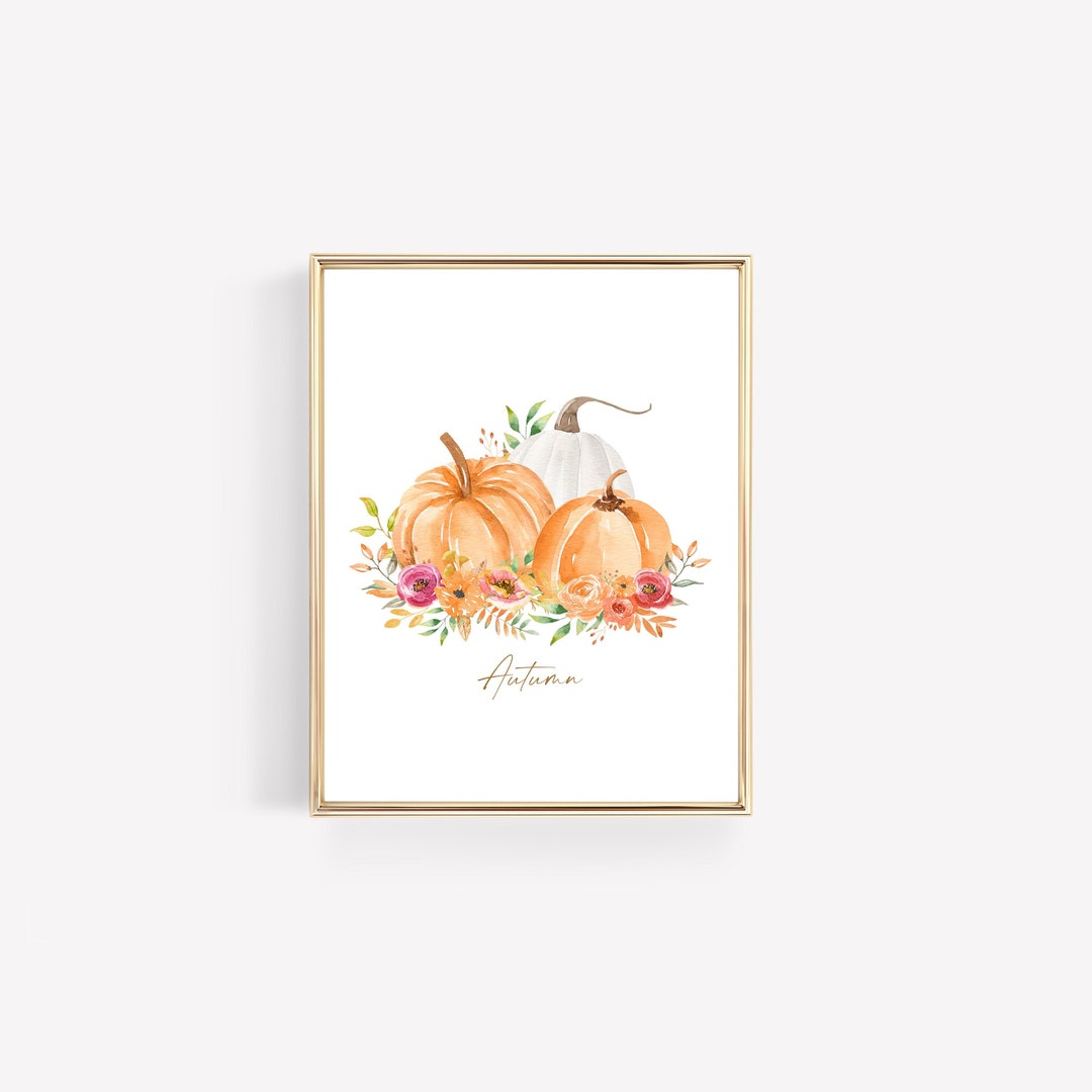 Autumn Watercolor Pumpkins Printable Wall Art Fall Decor - Etsy