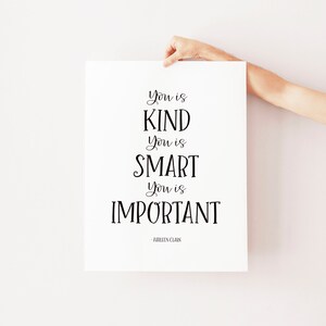 You is Kind, You is Smart, You is Important Printable Wall Art, Nursery ...