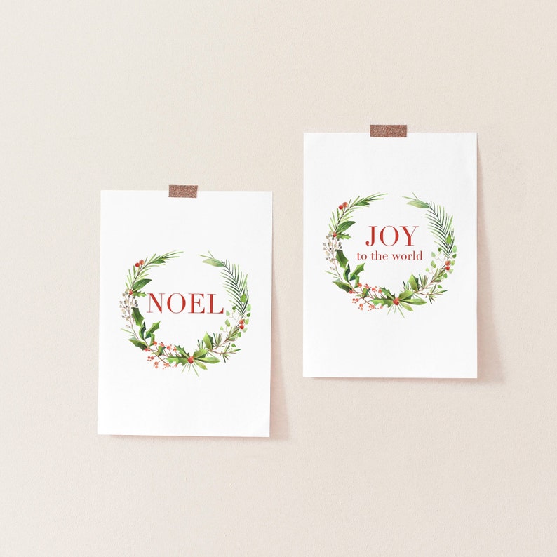 Set of 8 Festive Printable Wall Art Holiday Wall Decor | Etsy